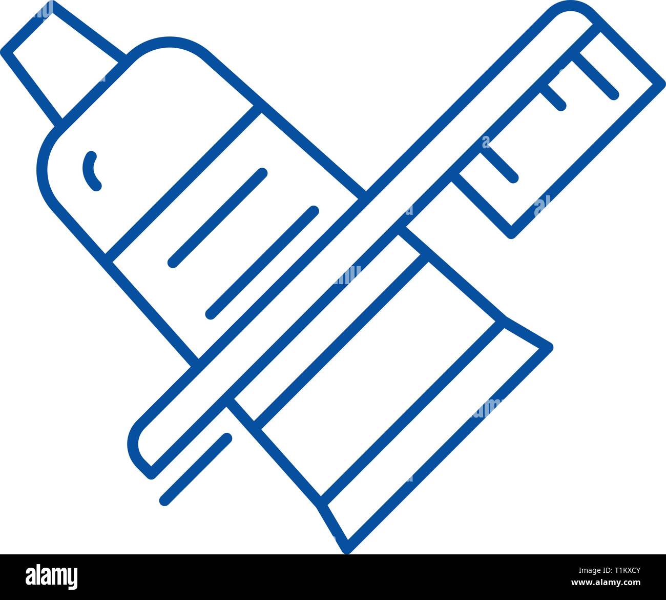 Toothbrush and toothpaste line icon concept. Toothbrush and toothpaste ...