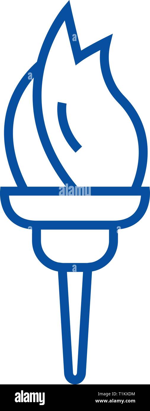 Torch line icon concept. Torch flat vector symbol, sign, outline ... Torch line icon concept. Torch flat vector symbol, sign, outline ...