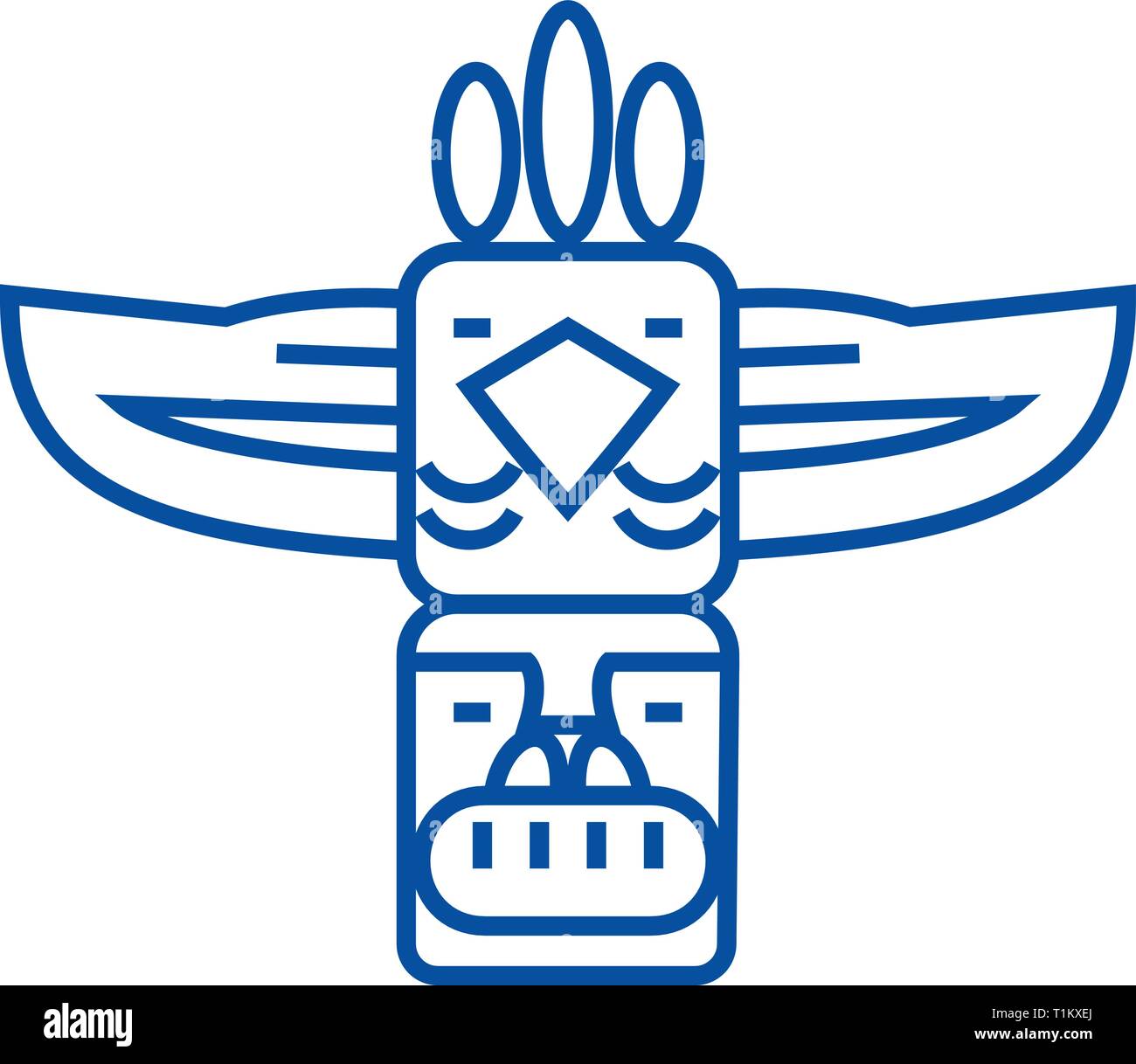 Totem,native american line icon concept. Totem,native american flat ...