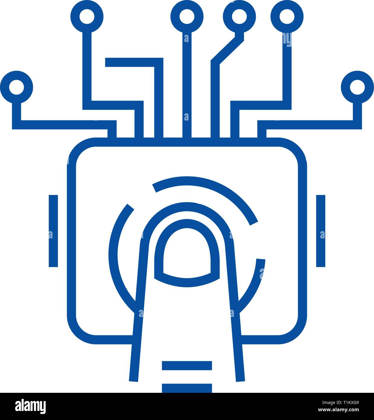 Touchscreen technology line icon concept. Touchscreen technology flat ...