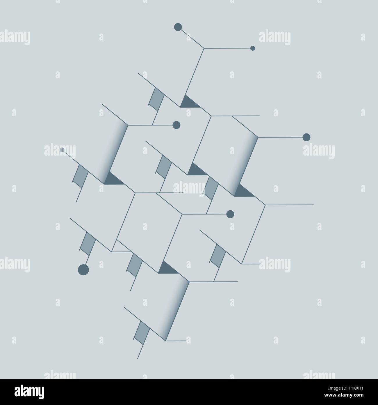 Abstract boxes background. Modern technology with square mesh ...