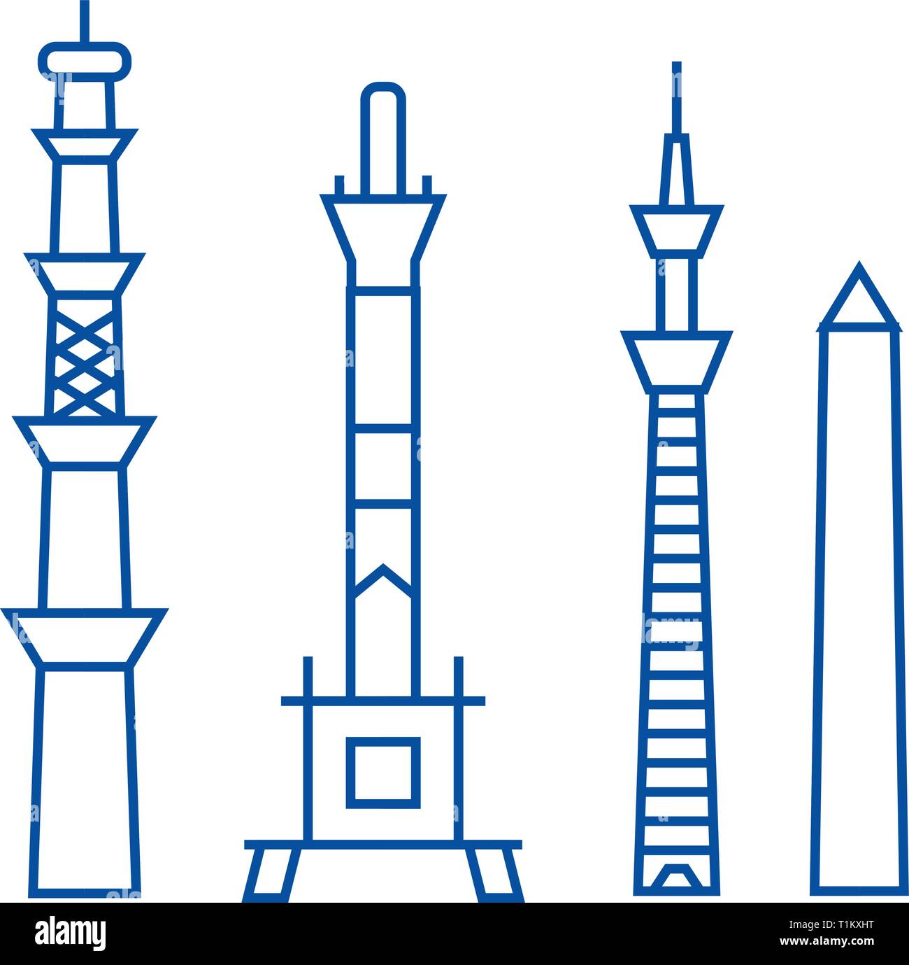 Towers line icon concept. Towers flat vector symbol, sign, outline ...