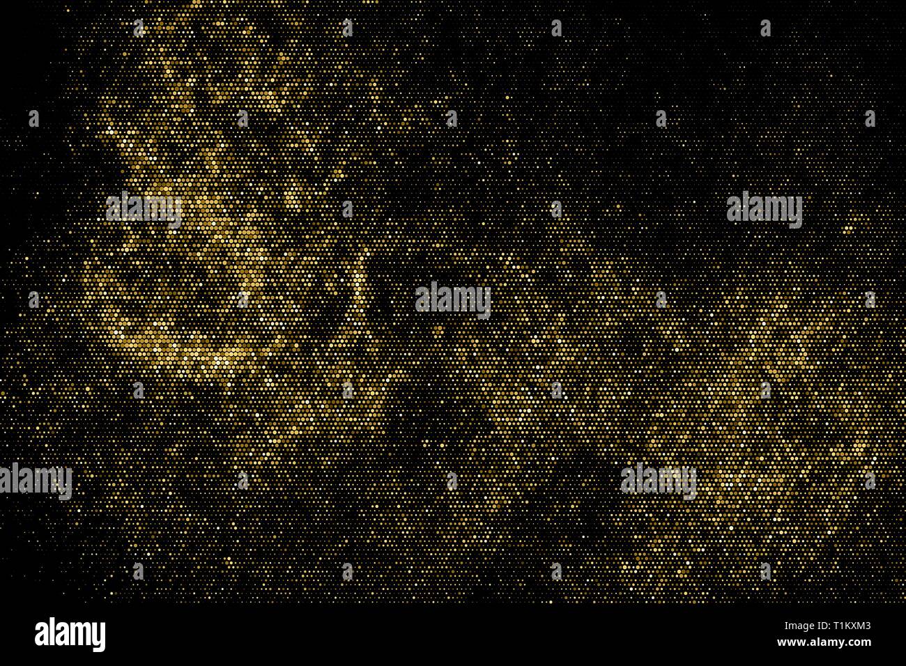 Gold Glitter Halftone Dotted Backdrop. Abstract Retro Pattern. Pop Art ...