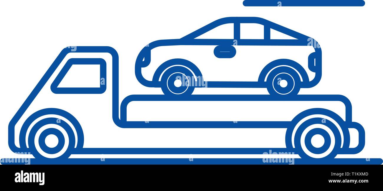 Trailer,transportation,car line icon concept. Trailer,transportation ...