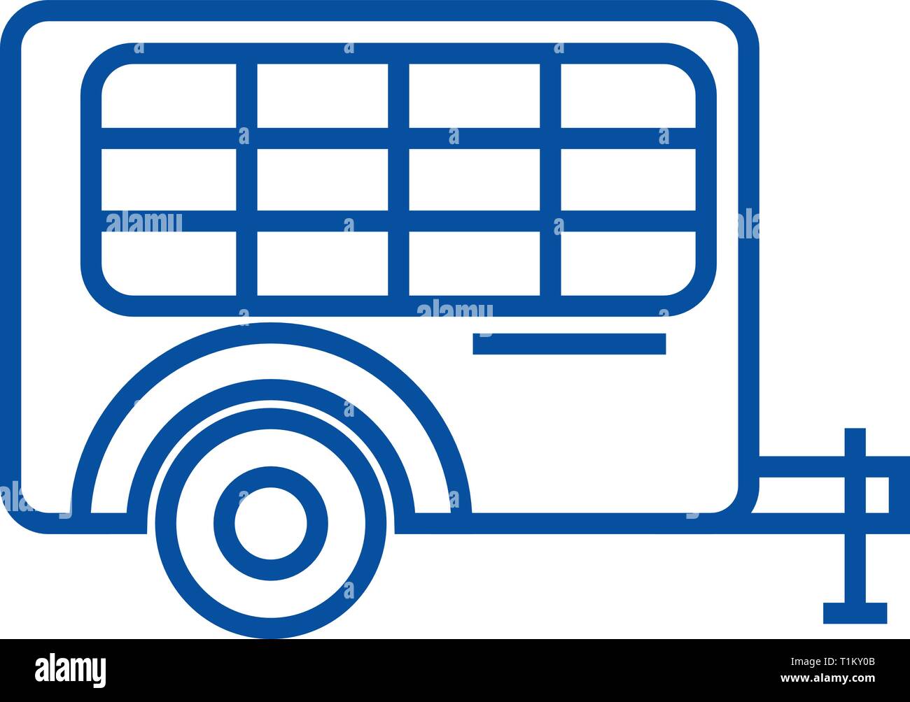 Trolley cart line icon concept. Trolley cart flat vector symbol, sign ...
