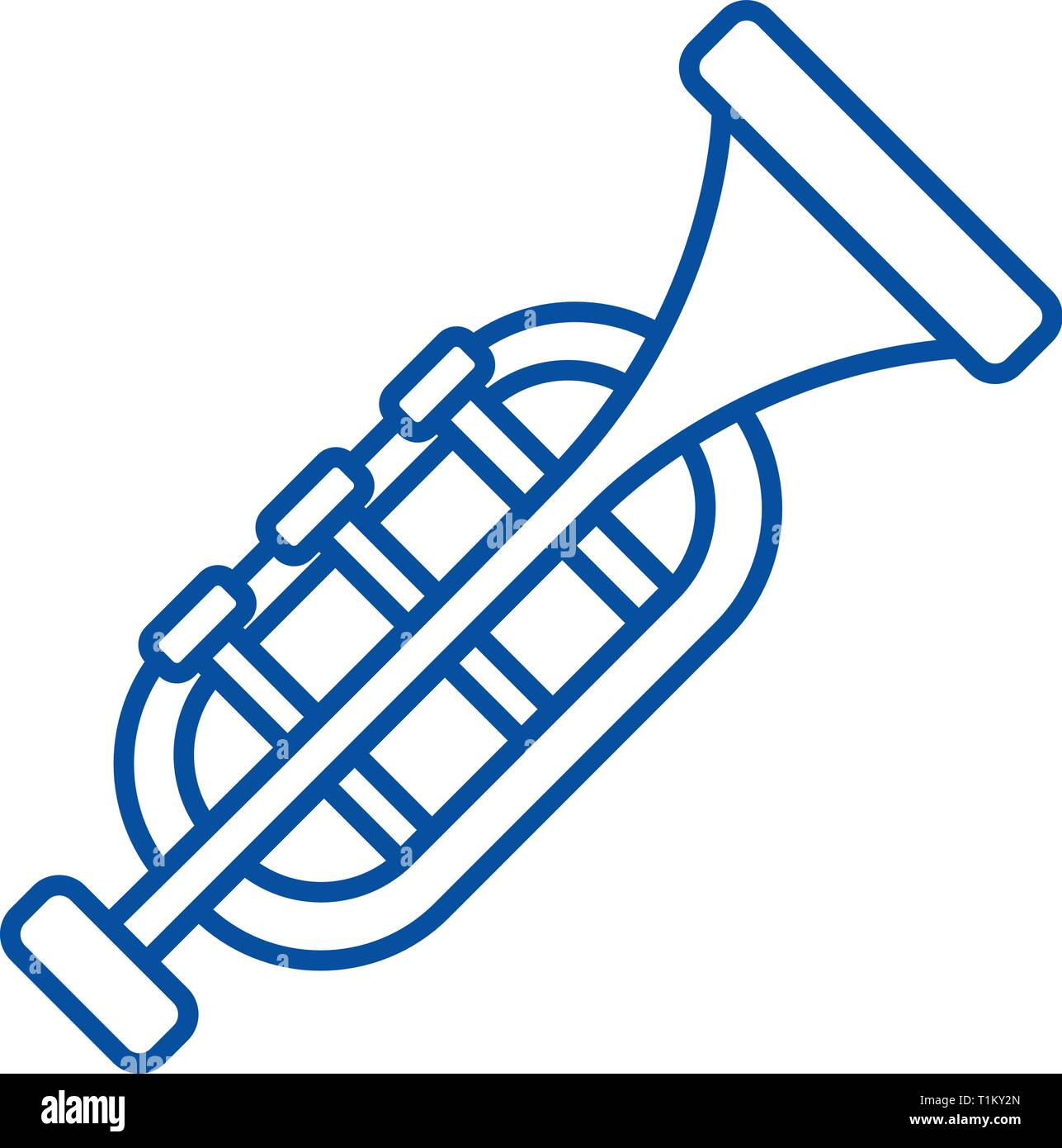 Trumpet,horn line icon concept. Trumpet,horn flat vector symbol, sign ...