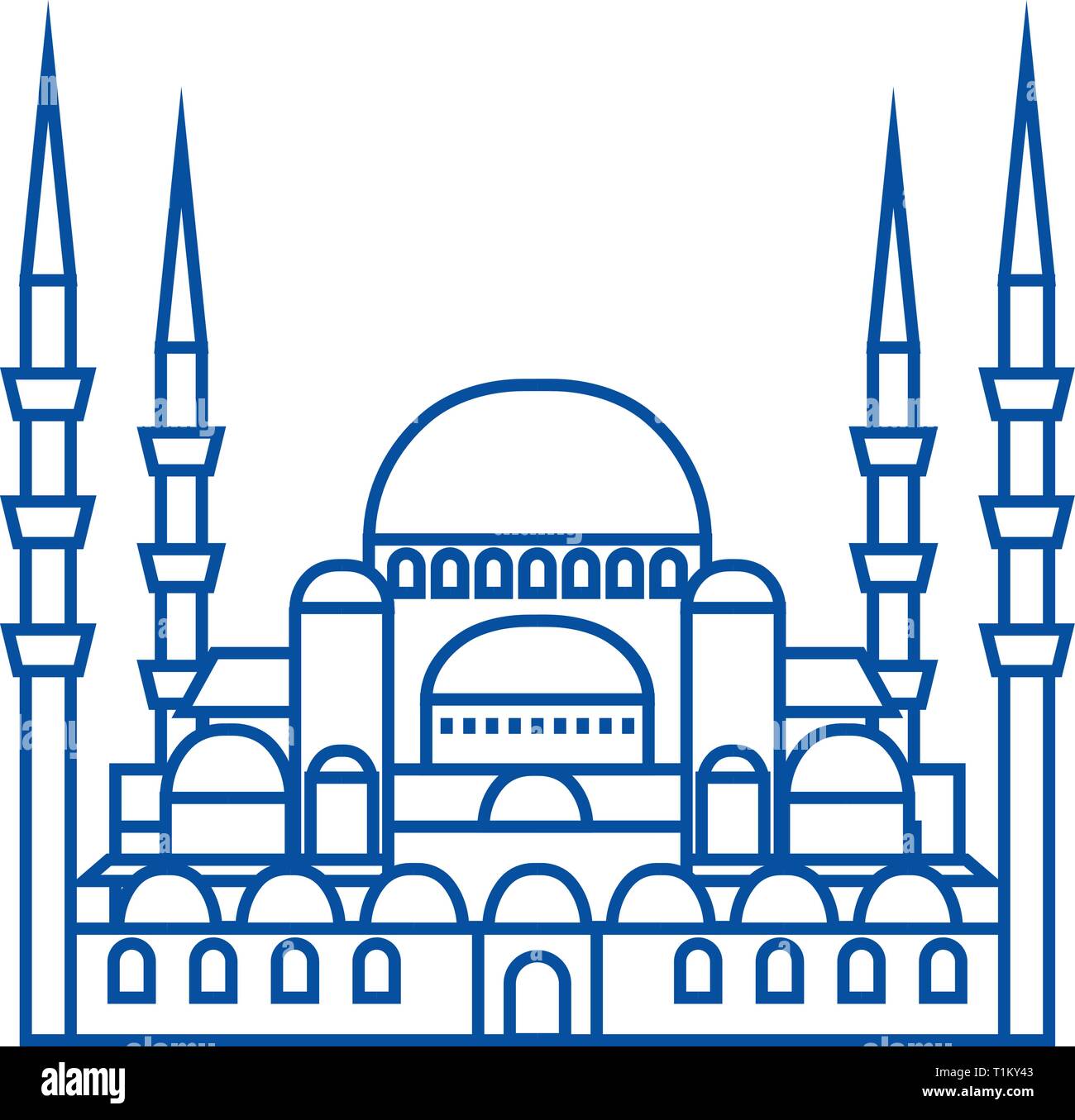 Turkish mosque line icon concept. Turkish mosque flat vector symbol ...