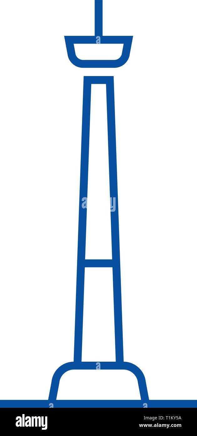 Tv tower line icon concept. Tv tower flat vector symbol, sign, outline ...