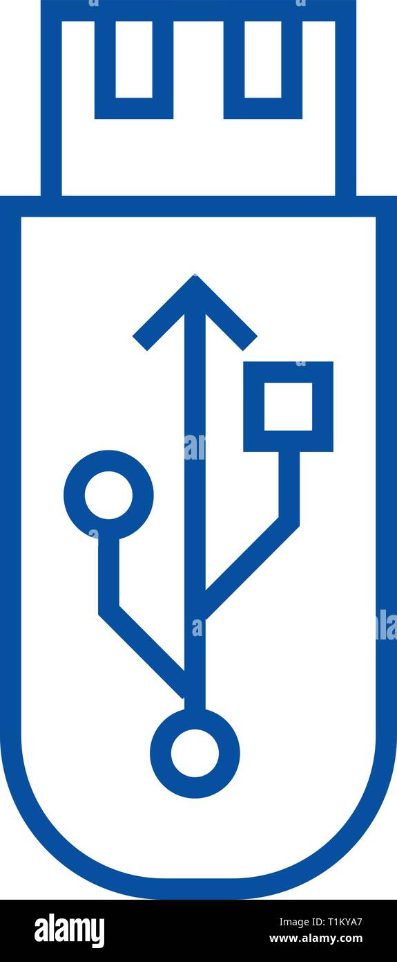 Usb flash. Memory card line icon concept. Usb flash. Memory card flat ...