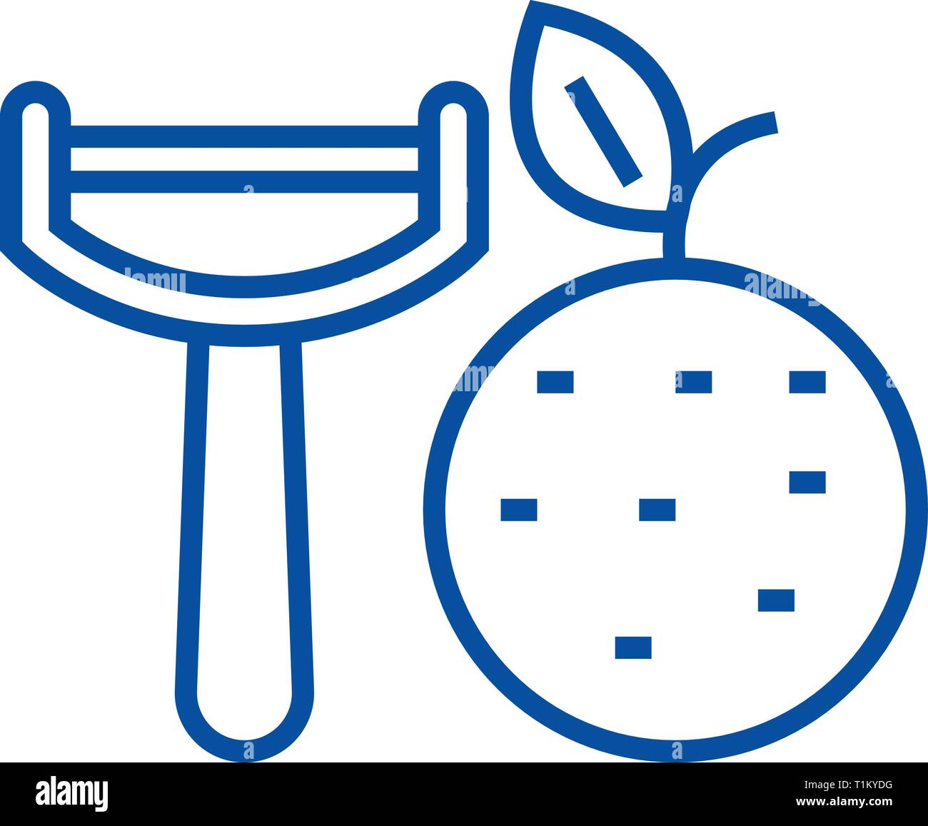 Vegetable peeler line icon concept. Vegetable peeler flat vector symbol ...