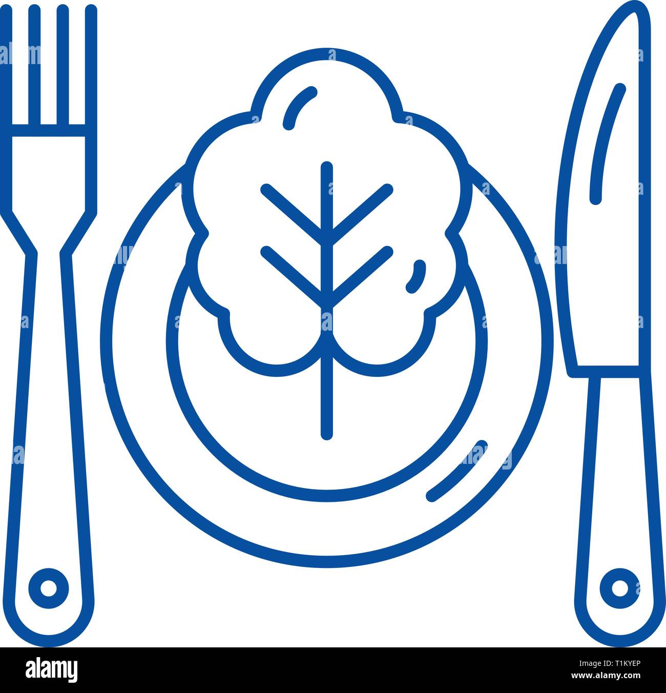 Vegetarian menu line icon concept. Vegetarian menu flat vector symbol ...