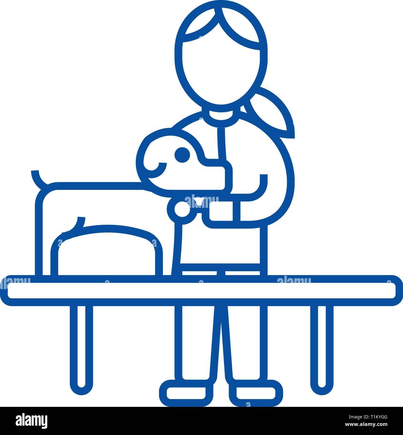 Veterinary clinic,doctor with dog line icon concept. Veterinary clinic ...