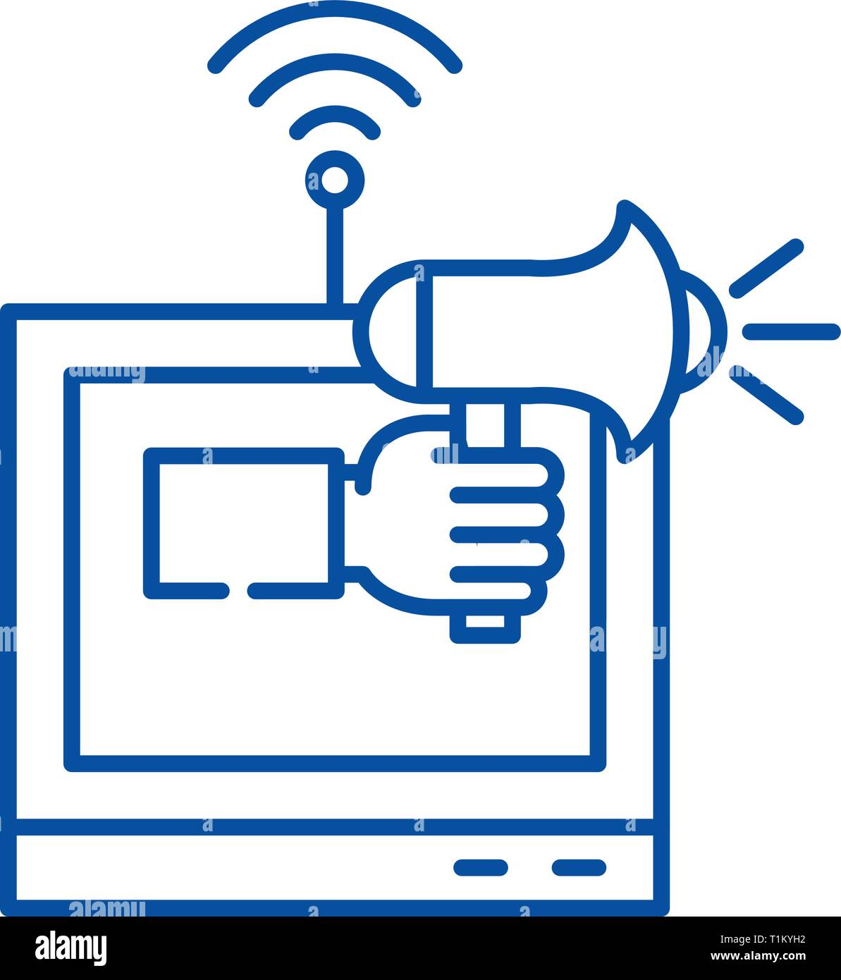 Video ads line icon concept. Video ads flat vector symbol, sign ...