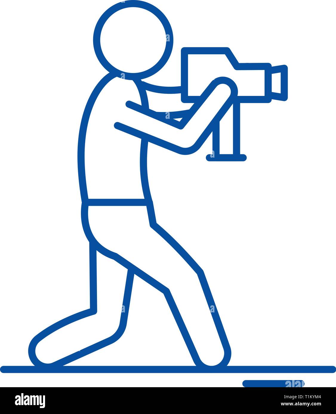 Video operator line icon concept. Video operator flat vector symbol ...