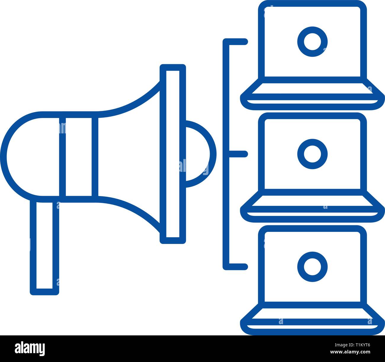 Viral effect line icon concept. Viral effect flat vector symbol, sign ...