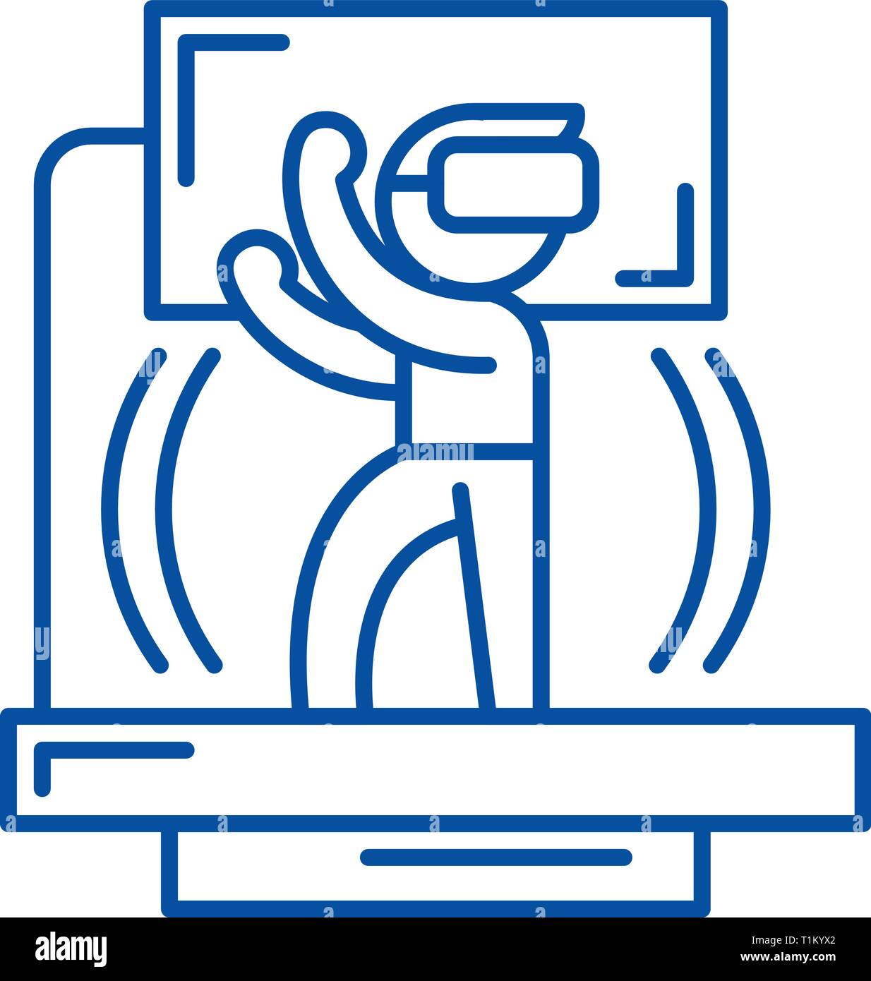 Virtual reality game line icon concept. Virtual reality game flat ...