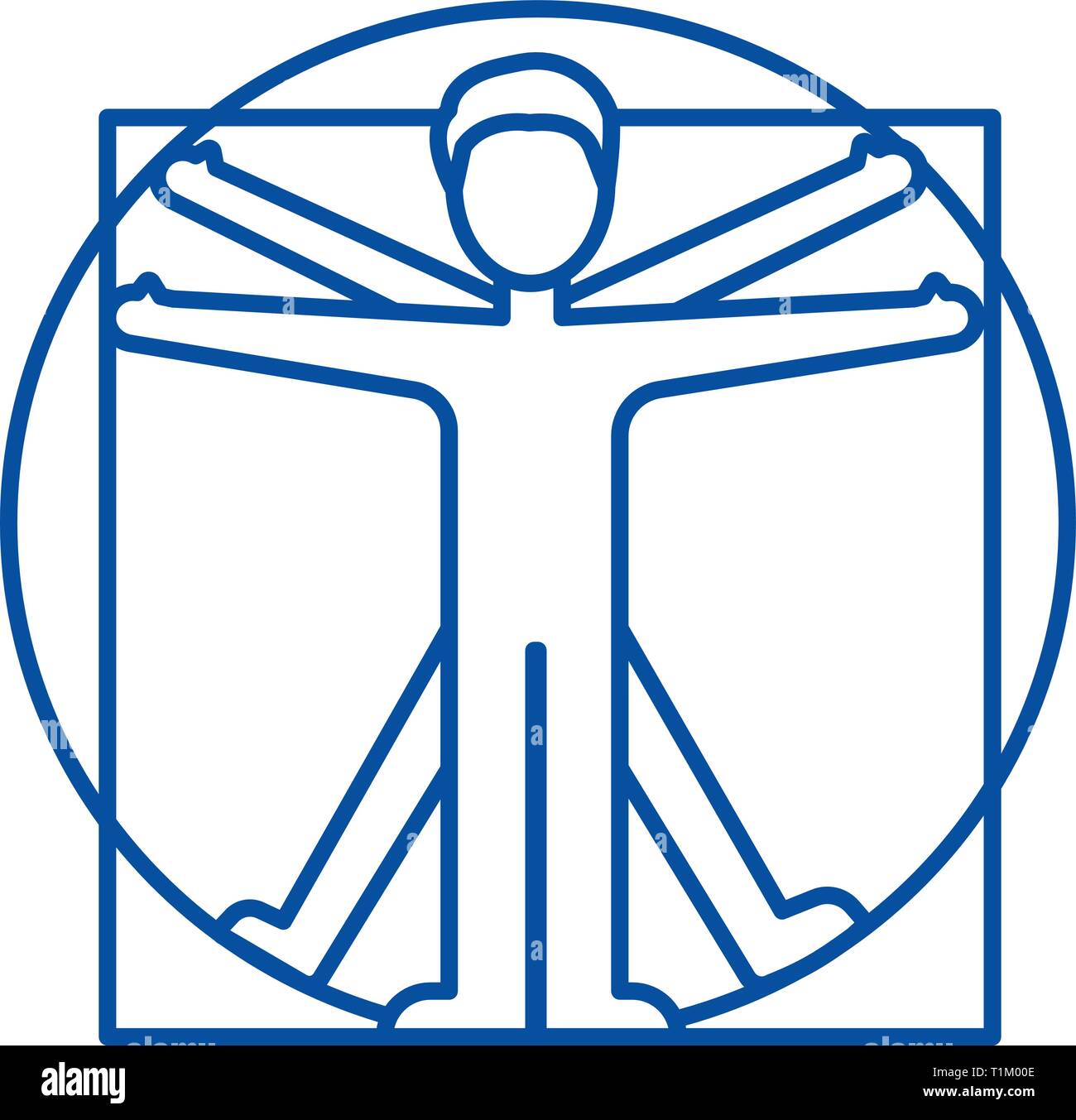 Vitruvian man line icon concept. Vitruvian man flat vector symbol, sign ... Vitruvian man line icon concept. Vitruvian man flat vector symbol, sign ...