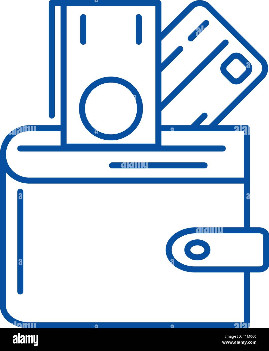 Wallet with money line icon concept. Wallet with money flat vector ...
