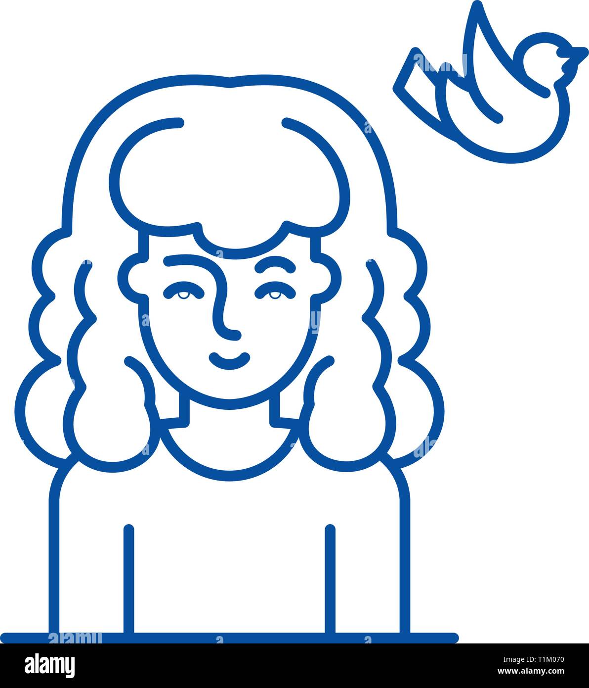 Wandering in the clouds line icon concept. Wandering in the clouds flat ...