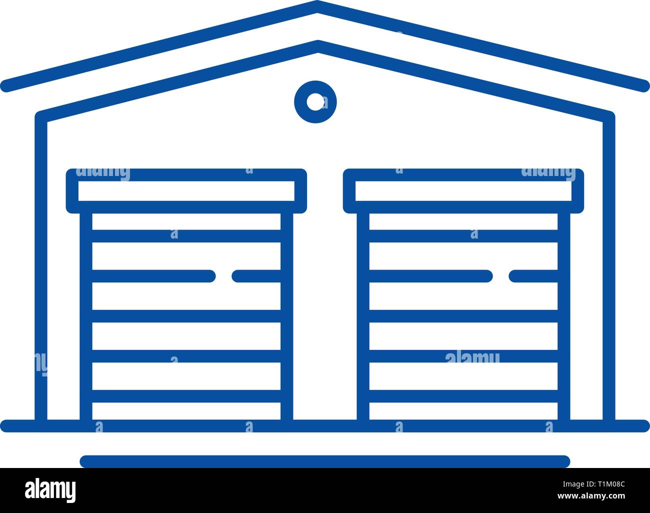 Warehouses line icon concept. Warehouses flat vector symbol, sign ...