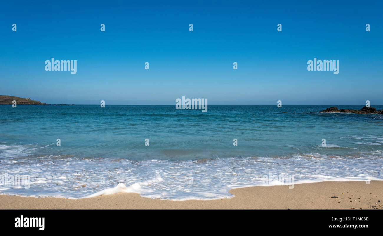 Beautiful blue sky & sea at Porthmeor surf beach St.ives Cornwall UK ...