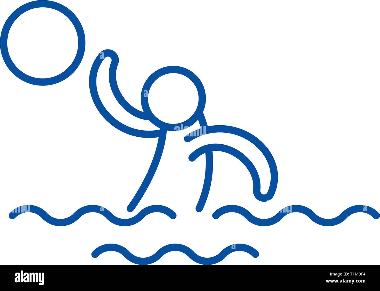 Water volleyball line icon concept. Water volleyball flat vector symbol ...