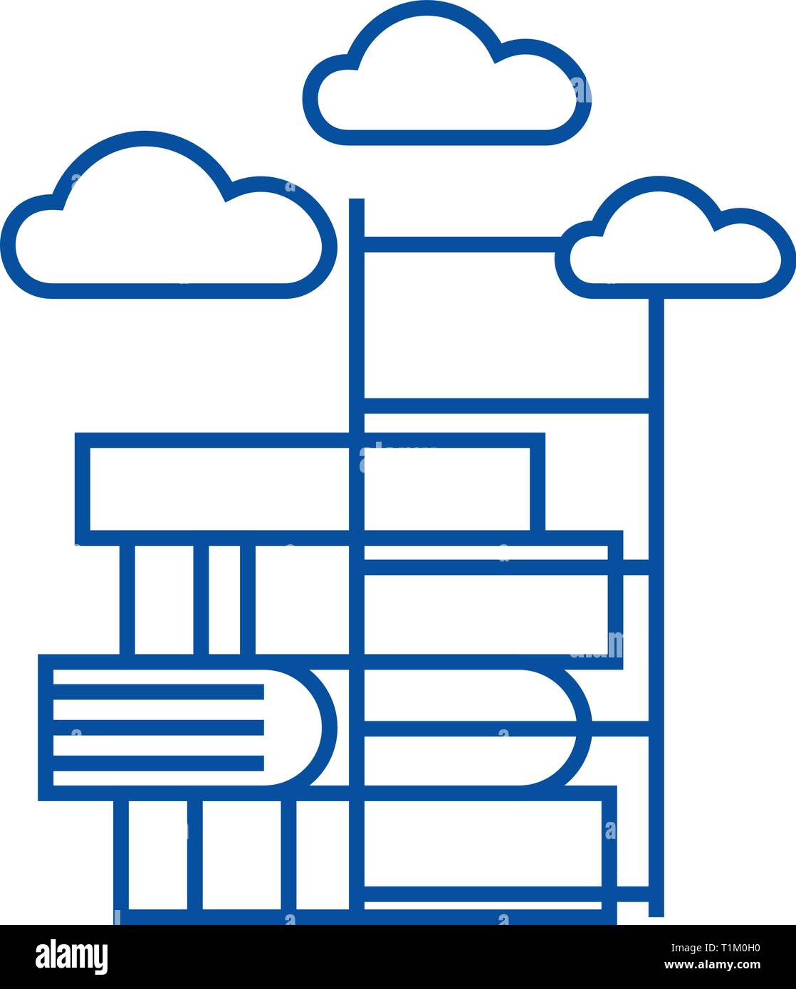 Way to knowledge,books with staircase line icon concept. Way to ...