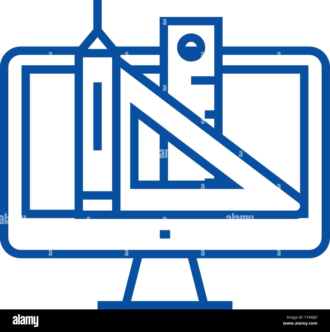 Web design, pen, ruler, tools line icon concept. Web design, pen, ruler ...