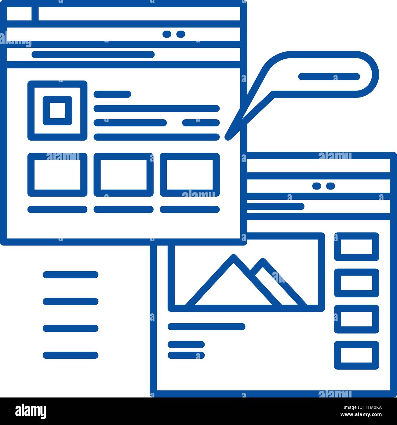 Webpage blogging line icon concept. Webpage blogging flat vector symbol ...