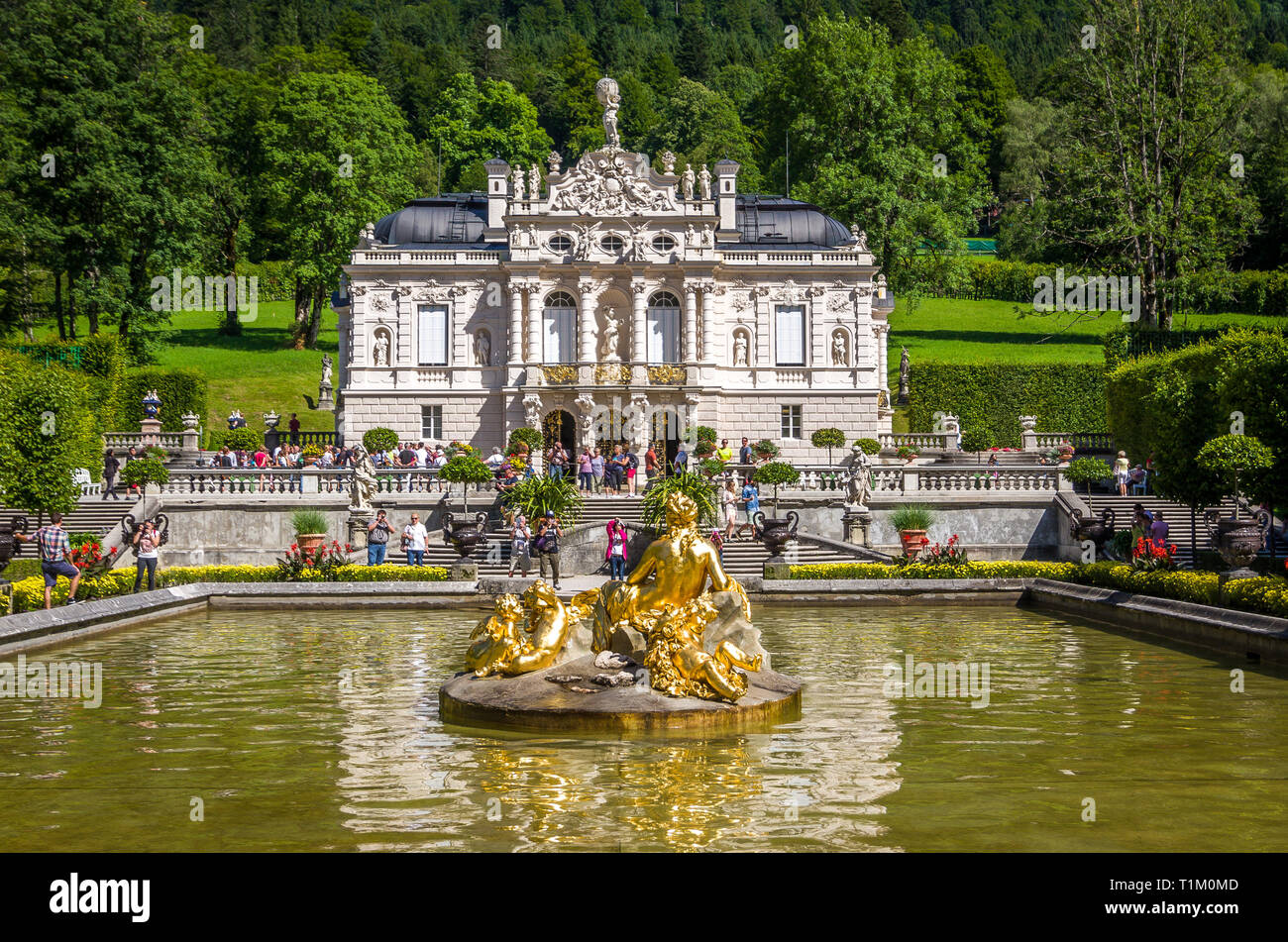 Beautiful King Ludwig II palace in Linderhof. Linderhof Palace was one ...