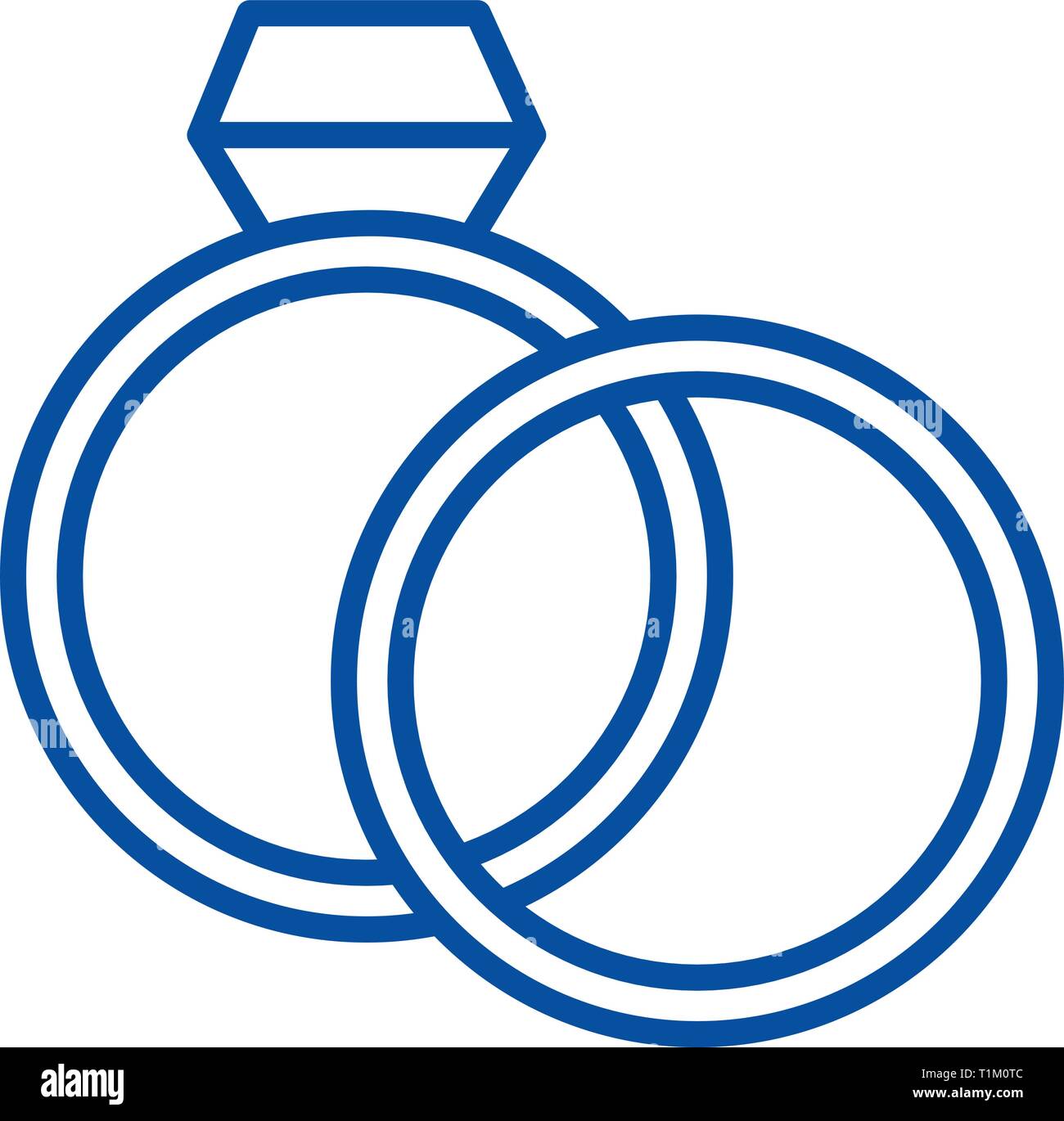 Wedding rings with diamond line icon concept. Wedding rings with ...