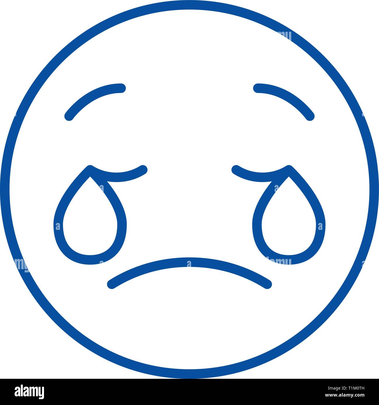 Weeping emoji emoji line icon concept. Weeping emoji emoji flat vector ...
