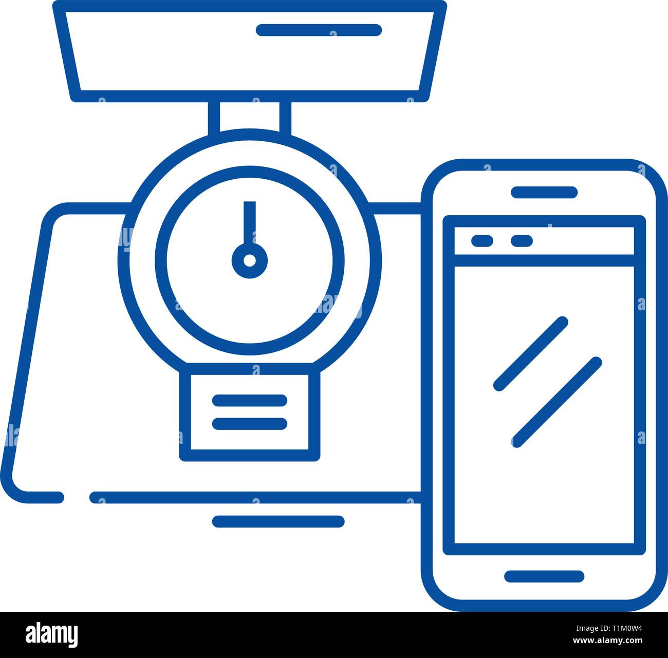 Weight control online line icon concept. Weight control online flat ...