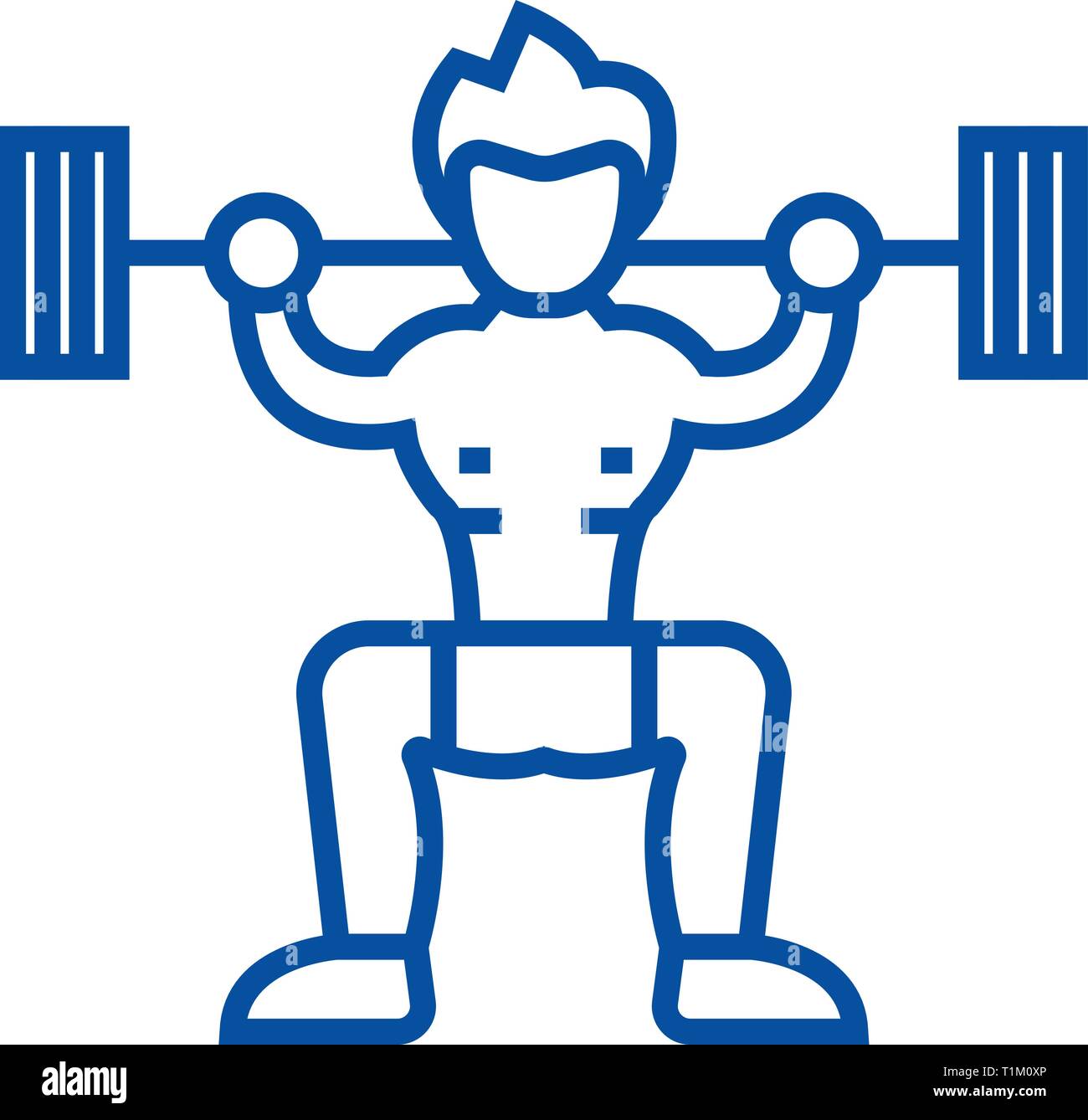 Weightlifter line icon concept. Weightlifter flat vector symbol, sign ...