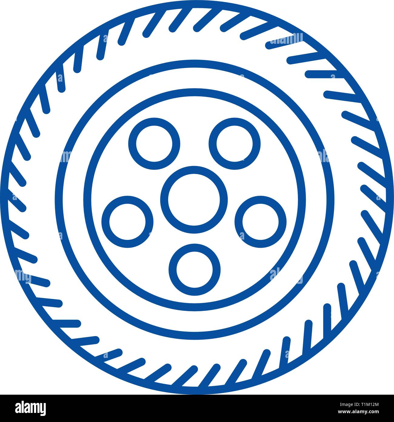 Wheel car line icon concept. Wheel car flat vector symbol, sign ...
