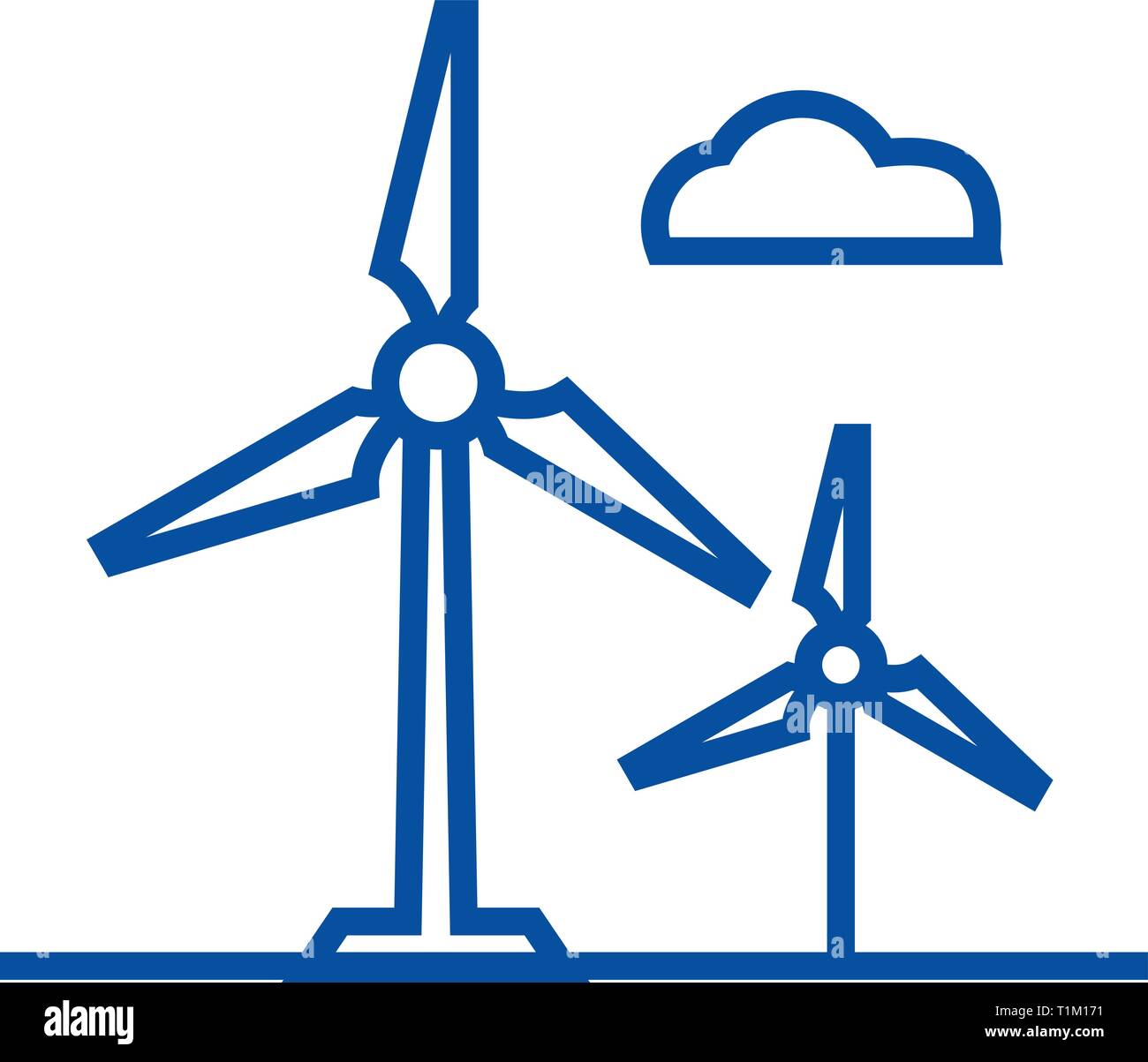 Wind turbine line icon concept. Wind turbine flat vector symbol, sign ...