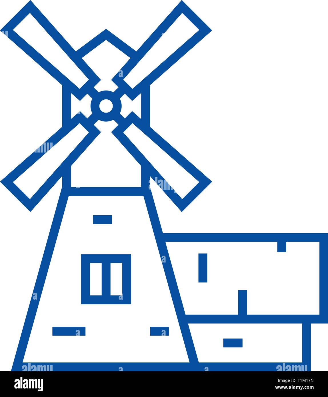 Windmill house line icon concept. Windmill house flat vector symbol ...