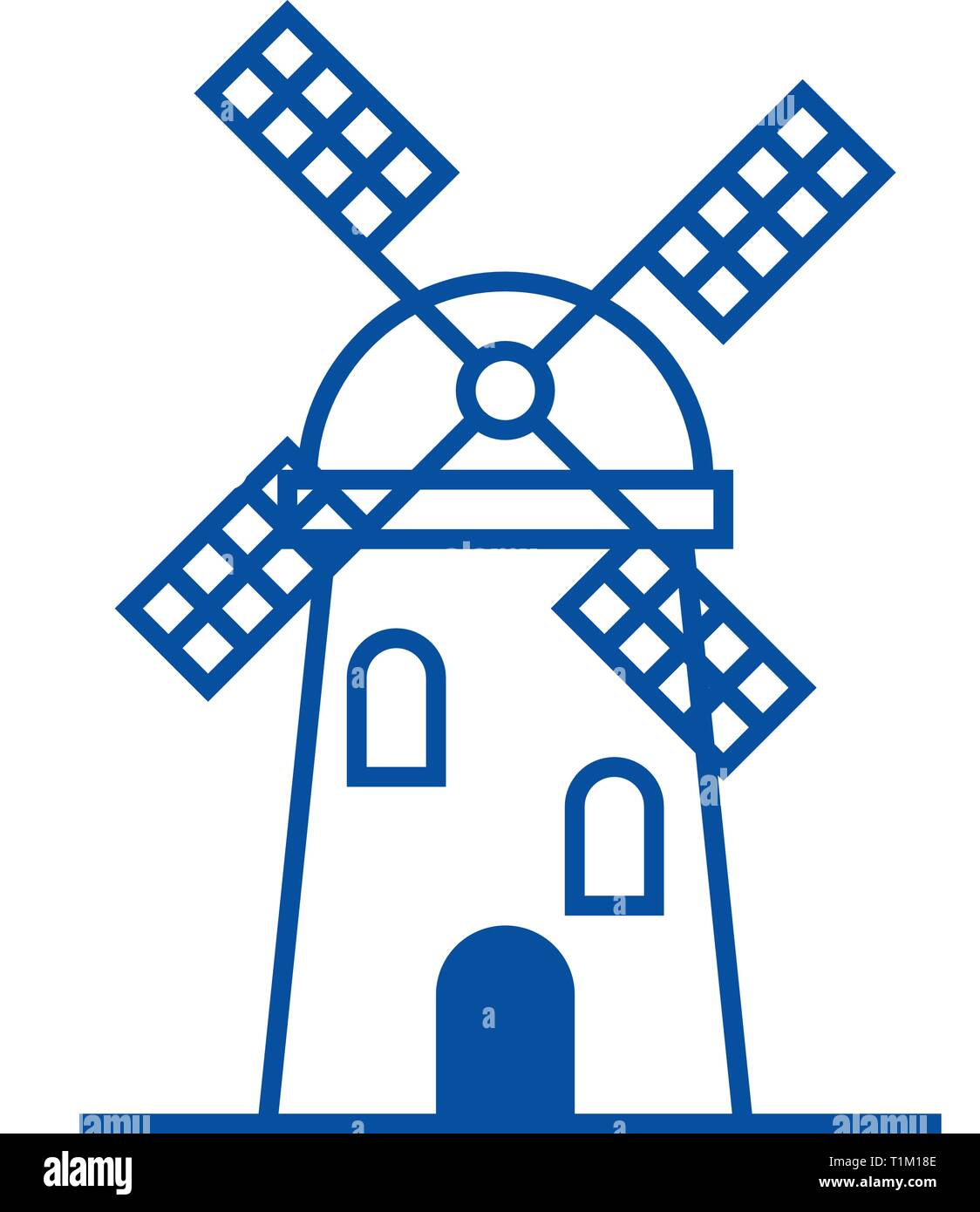 Windmill sign line icon concept. Windmill sign flat vector symbol, sign ...