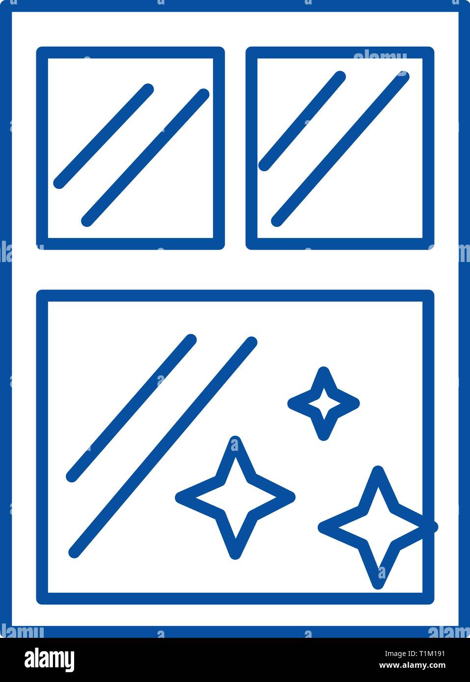 Window clean, cleaning line icon concept. Window clean, cleaning flat ...