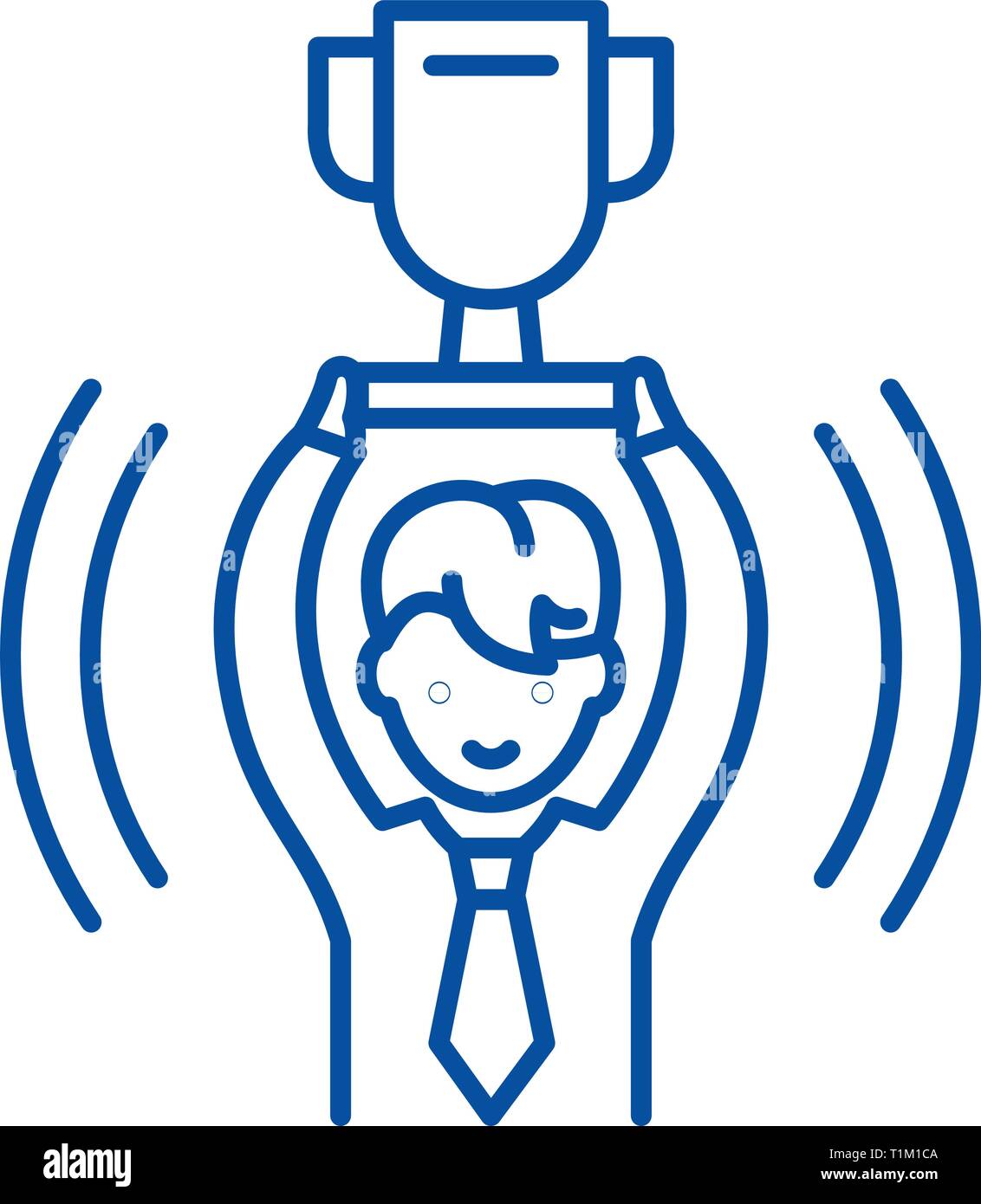 Winner line icon concept. Winner flat vector symbol, sign, outline ...