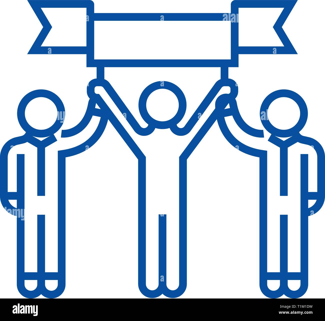 Winner team,personal line icon concept. Winner team,personal flat ...