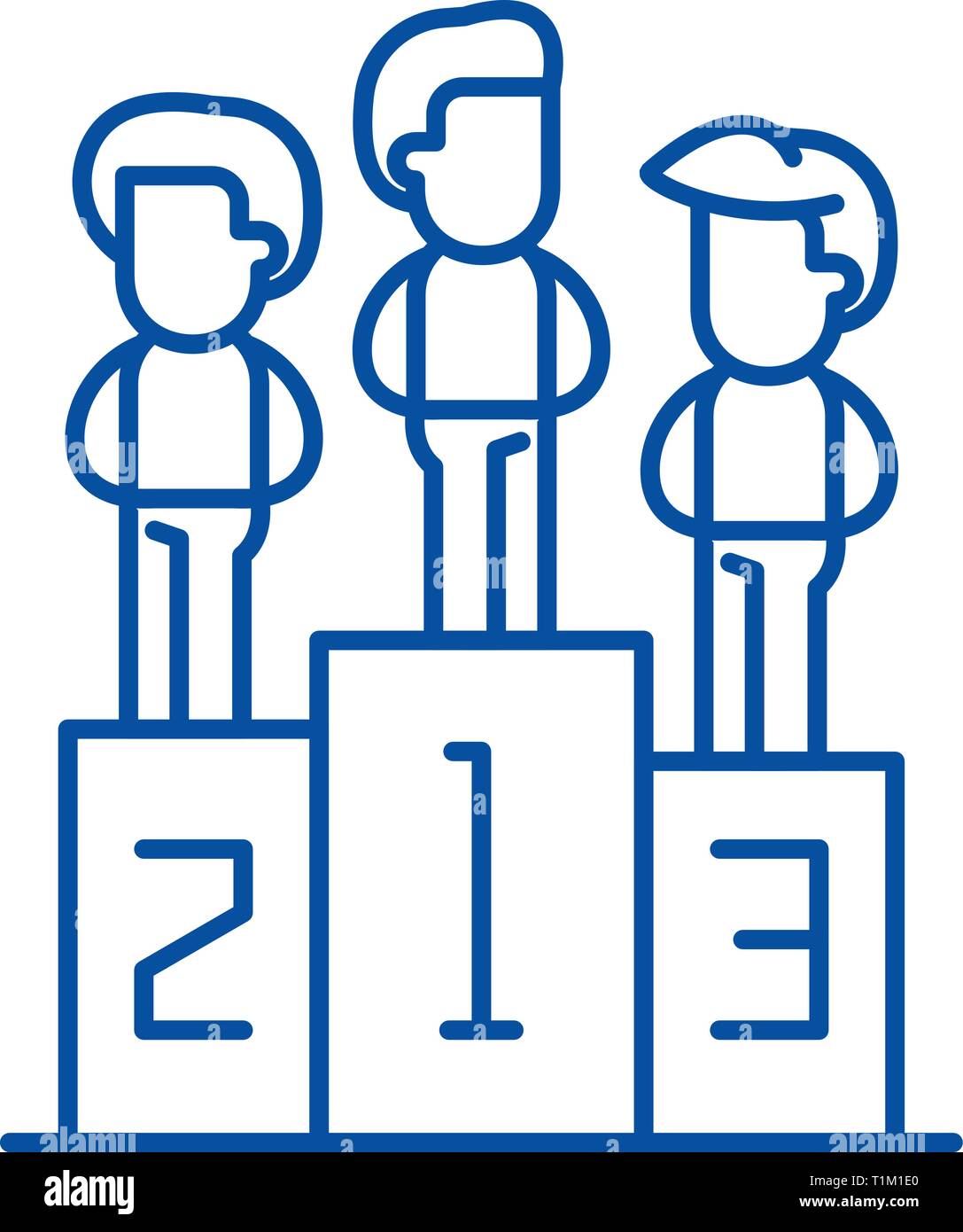 Winning team line icon concept. Winning team flat vector symbol, sign ...