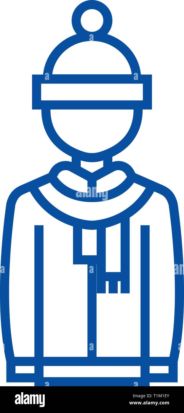 Winter clothing line icon concept. Winter clothing flat vector symbol ...