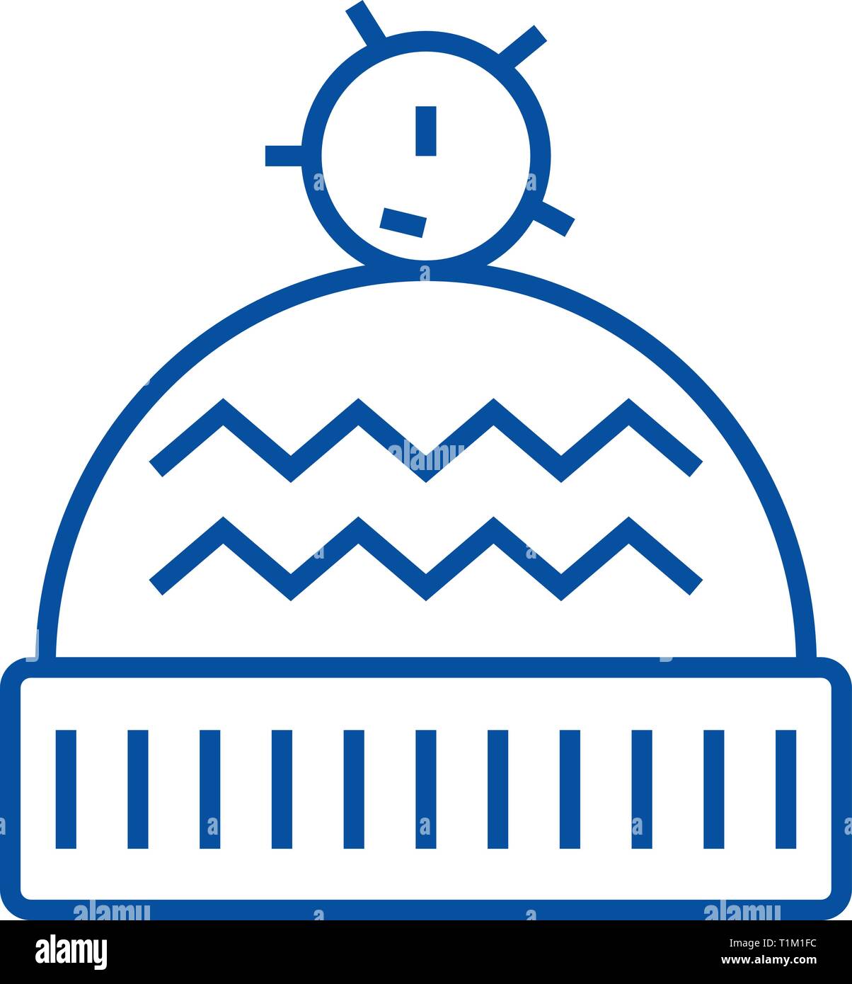 Winter hat line icon concept. Winter hat flat vector symbol, sign ...