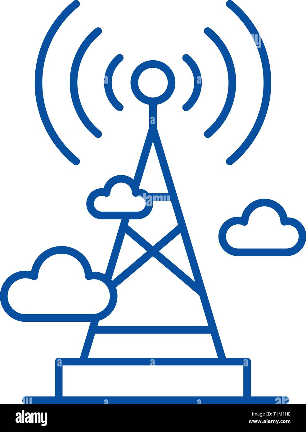 Wireless broadcasting line icon concept. Wireless broadcasting flat ...