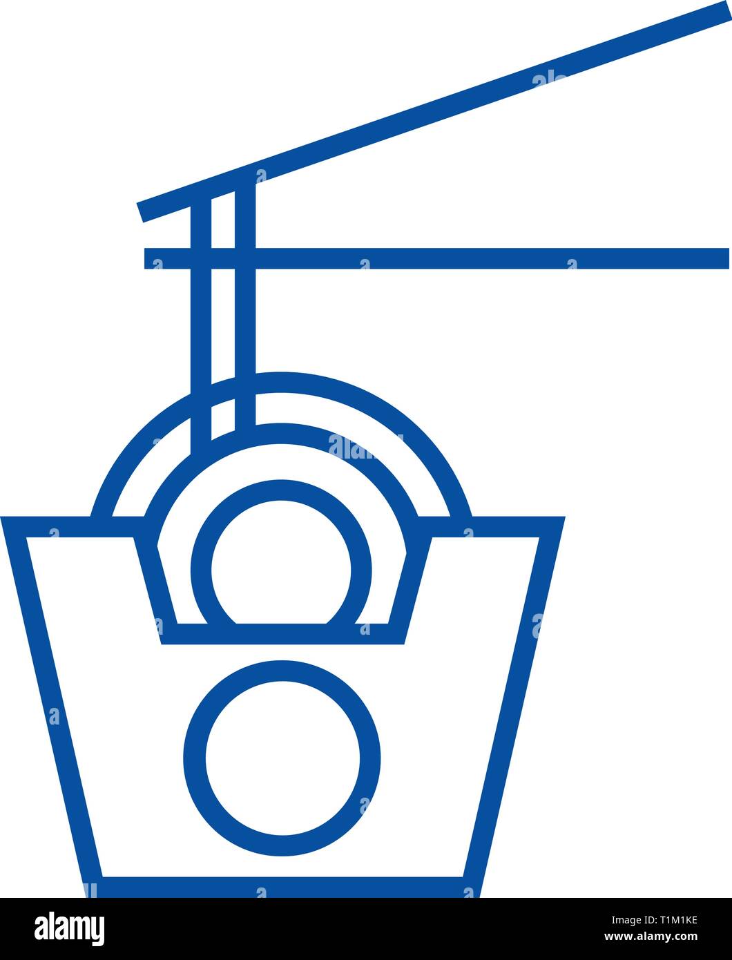 Wok noodles box line icon concept. Wok noodles box flat vector symbol ...