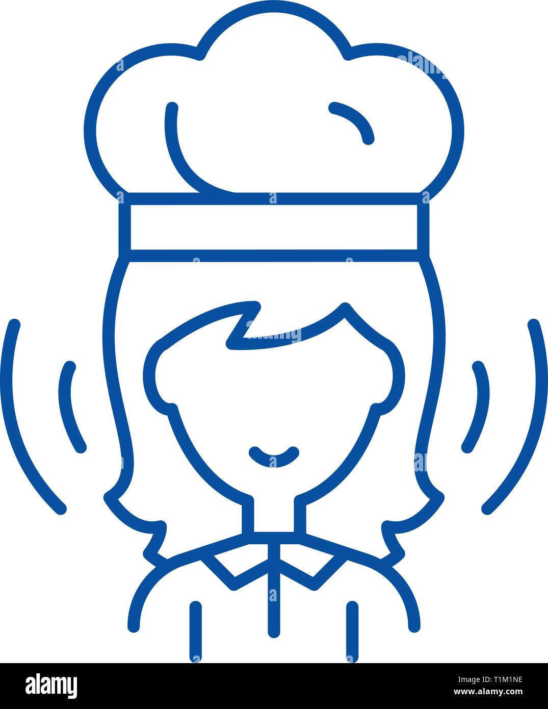 Woman cook line icon concept. Woman cook flat vector symbol, sign ...