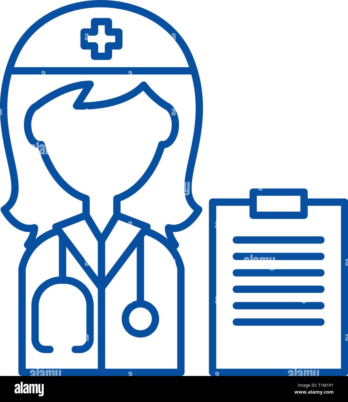 Woman Doctor Line Icon Concept Woman Doctor Flat Vector Symbol Sign