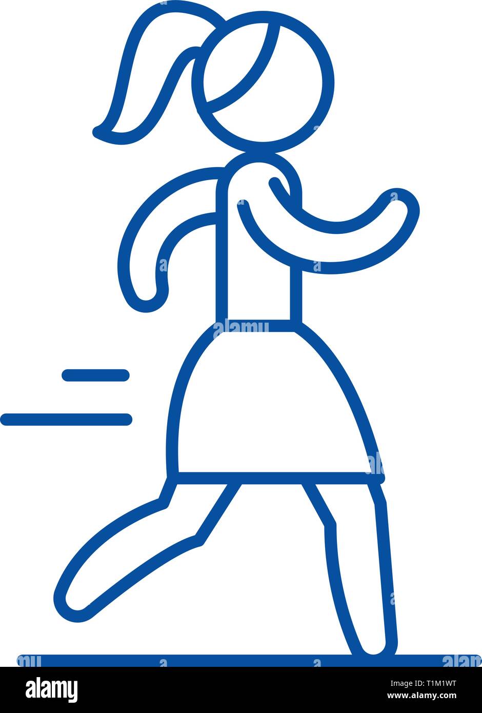 Woman running line icon concept. Woman running flat vector symbol, sign ...