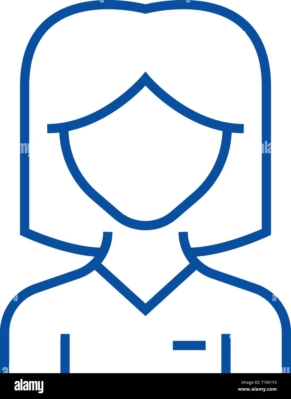 Woman user line icon concept. Woman user flat vector symbol, sign ...